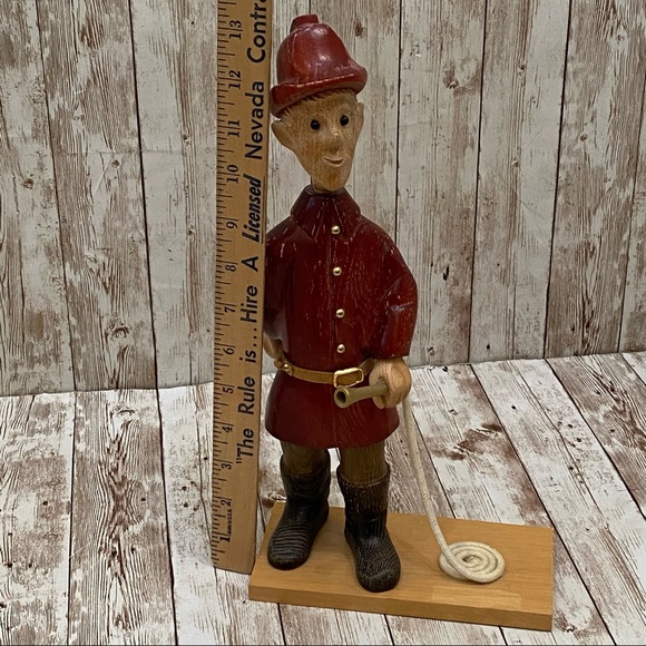 Vintage | Accents | Vintage Romer Italy Wood Carved Fireman Firefighter ...